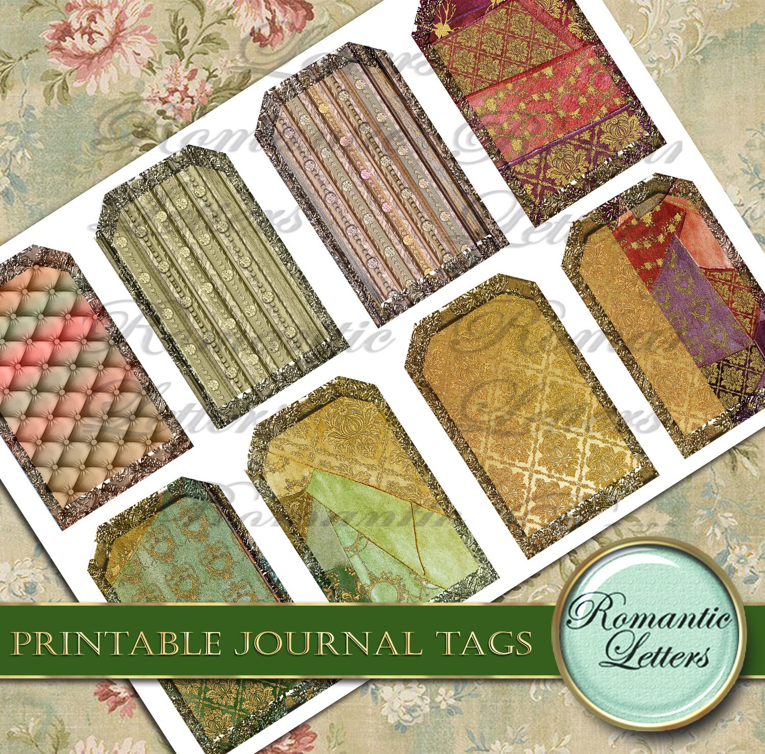 Printable scrapbook journal tags printable bookmark gift tags | Etsy