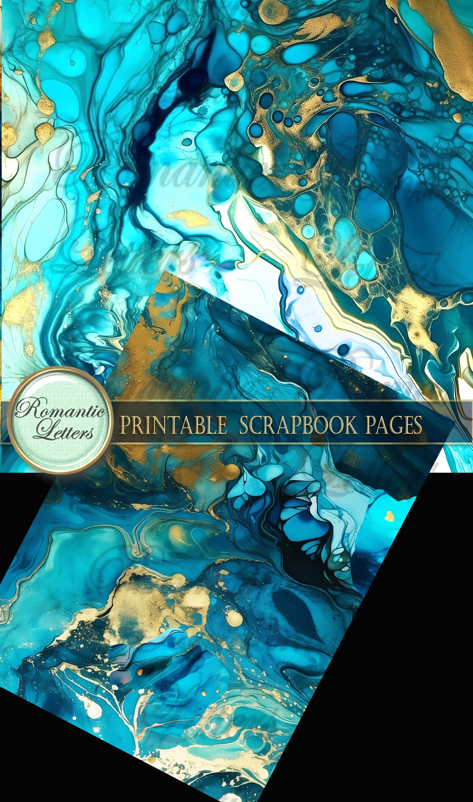Marbled Digital Paper Pack Digital Scrapbook Printable Marbled ...