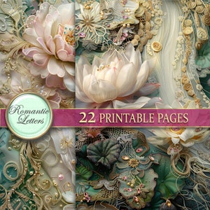 Digital Printable Scrapbook Paper Pack Embroidery Junk Journal Pages ...