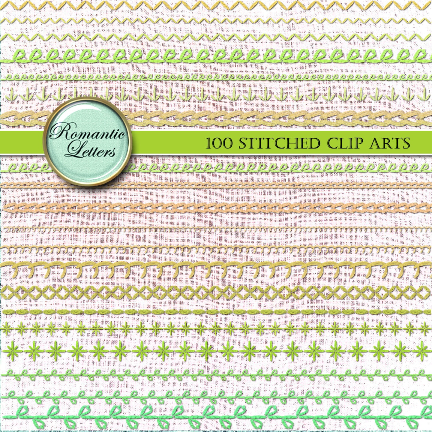 Stitches Clip Art Digital Clip Art Digital Scrapbook Borders | Etsy