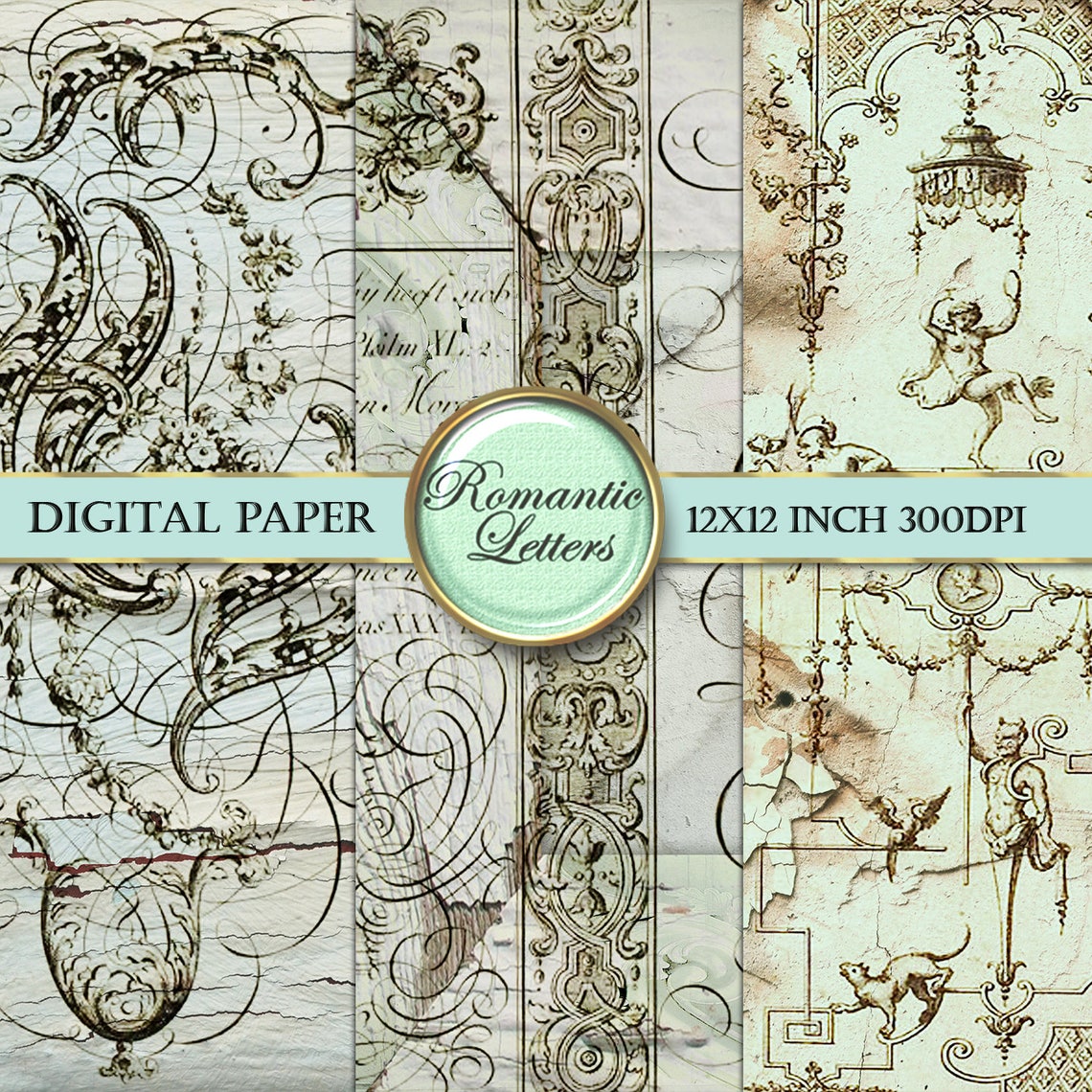 Victorian paper digital scrapbook paper pack digital printable | Etsy