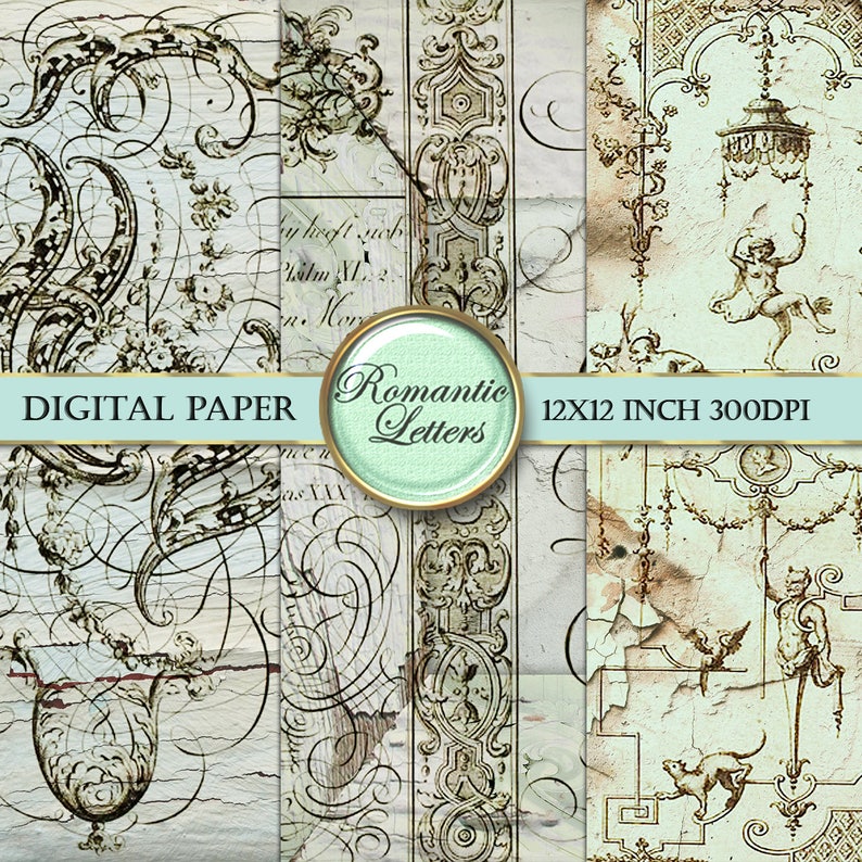 Victorian paper digital scrapbook paper pack digital printable | Etsy