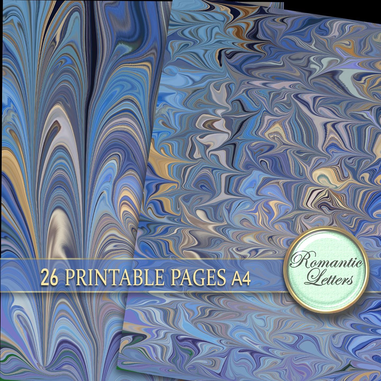 Marbled Digital Paper Pack Printable Scrapbook Background A4 Invitation ...
