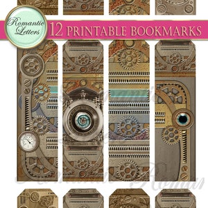 Printable Steampunk Bookmarks Set Printable Scrapbook Gift Tags ...