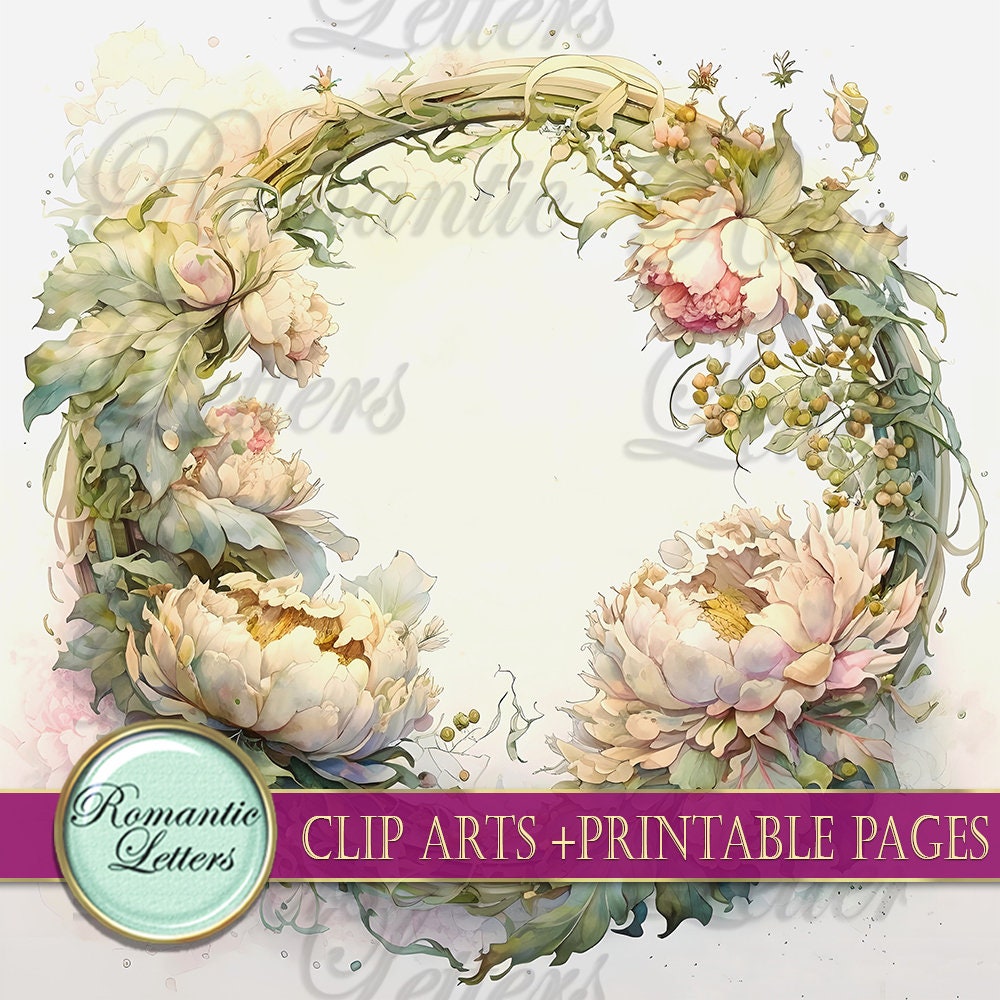 Digital Scrapbook Clip Art Flowers Watercolor Clipart Floral - Etsy