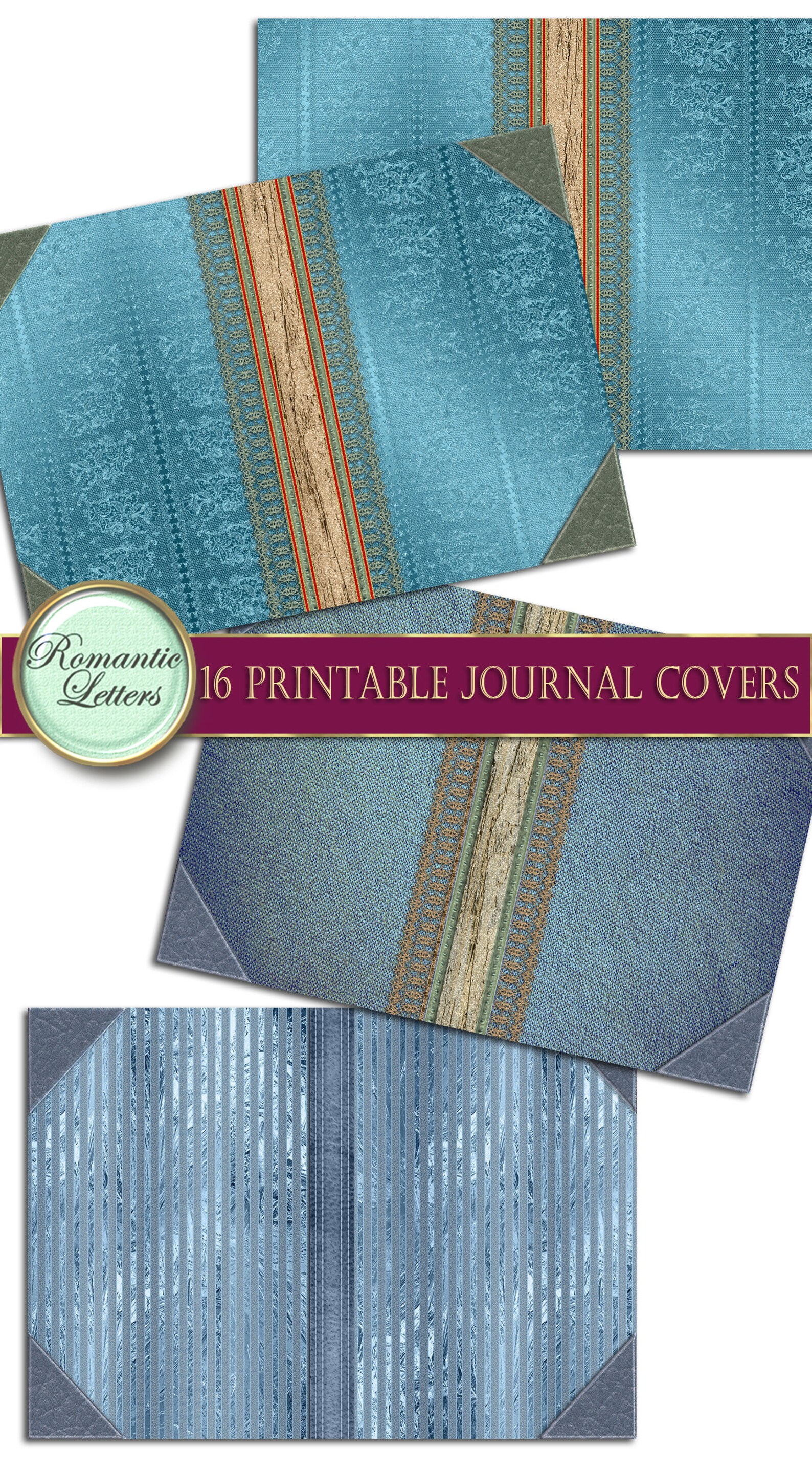 Printable Junk Journal Covers Kit Digital Scrapbook Cover | Etsy