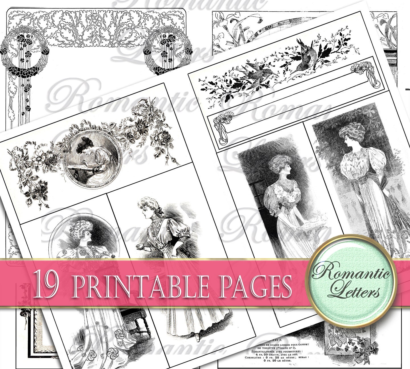 Ephemera Digital Paper Victorian Journal Digital Printable | Etsy