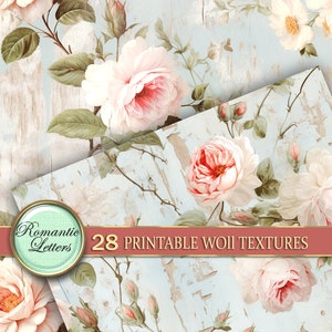 Shabby Chic Digital Scrapbooking Paper Pack Pink Floral Digital ...