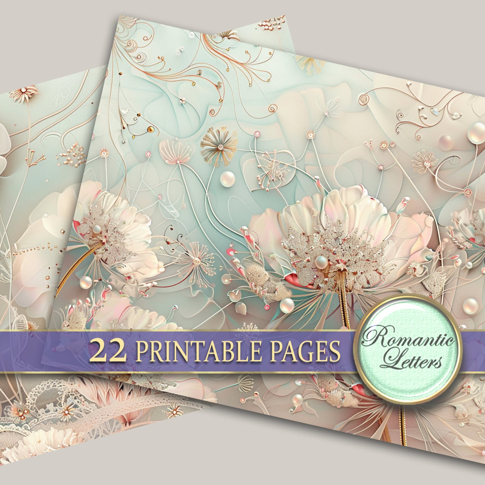 Digital Printable Unk Journal Pages Scrapbook Paper Pack Magic Flowers ...