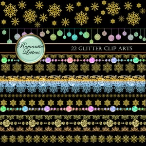 Christmas Clip Art Gold Glitter Clip Art Christmas Digital Scrapbook ...