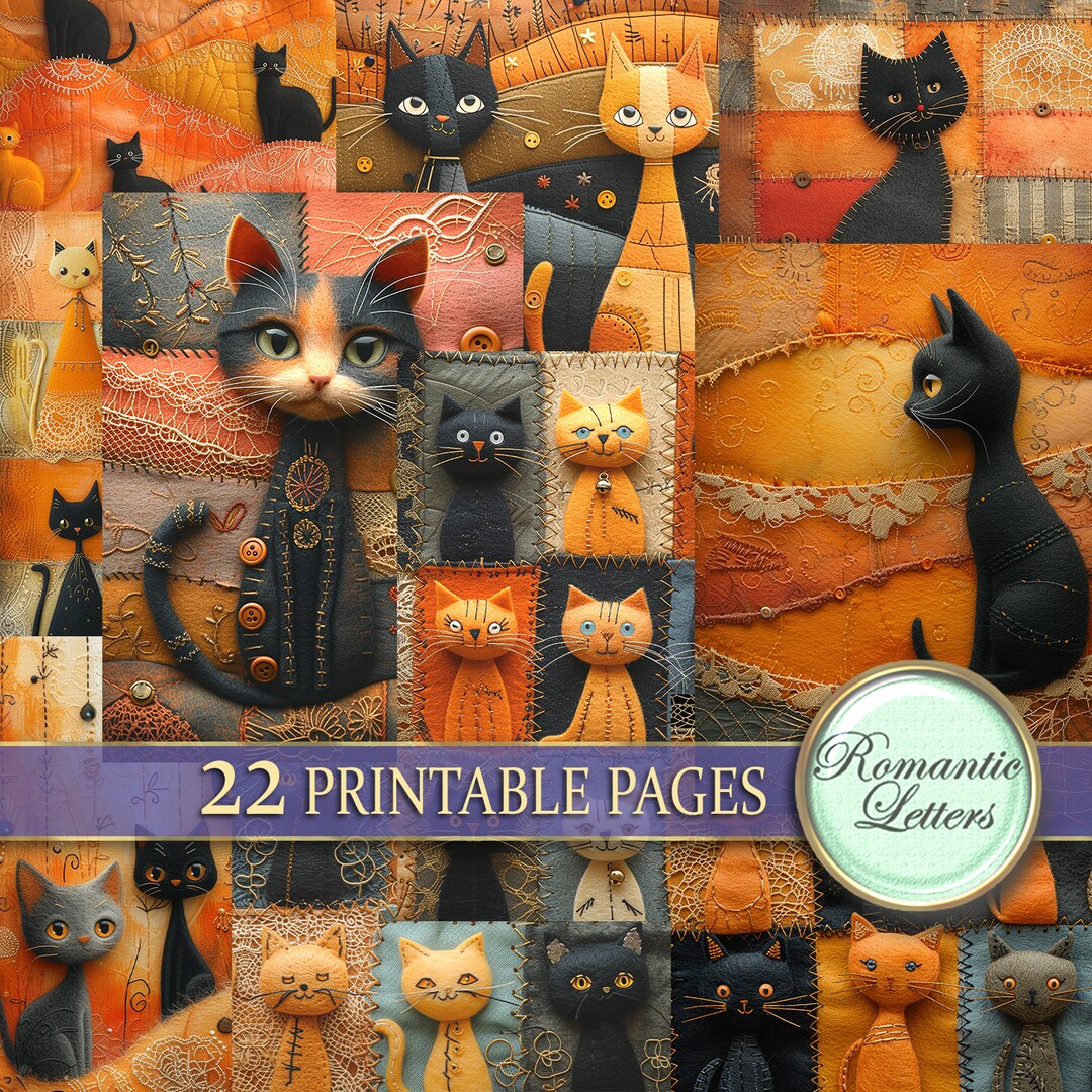 Cats Digital Printable Scrapbook Paper Pack Junk Journal Paper ...