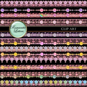 Digital Borders Diamond Lace Clip Art Digital Scrapbook Gemstone Shabby ...