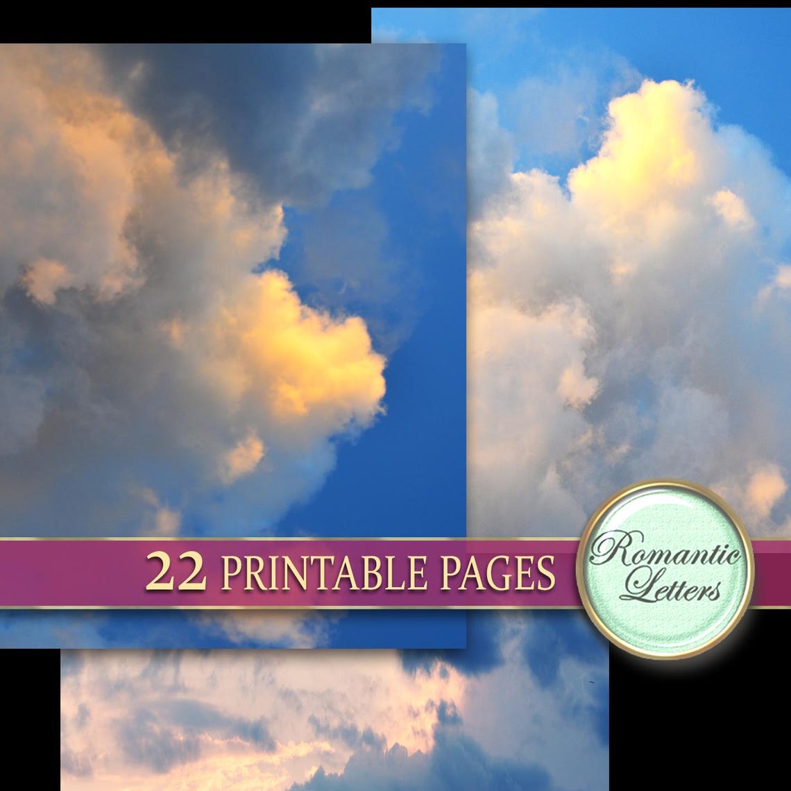 Sky Clouds Digital Paper Scrapbook Background Newborn Digital Photo ...