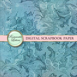 Teal Digital Paper Pack Printable Digital Scrapbook Album Paper Linen ...
