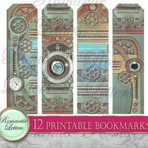 Printable Steampunk Bookmarks Set Digital Printable Gift Tags Printable ...