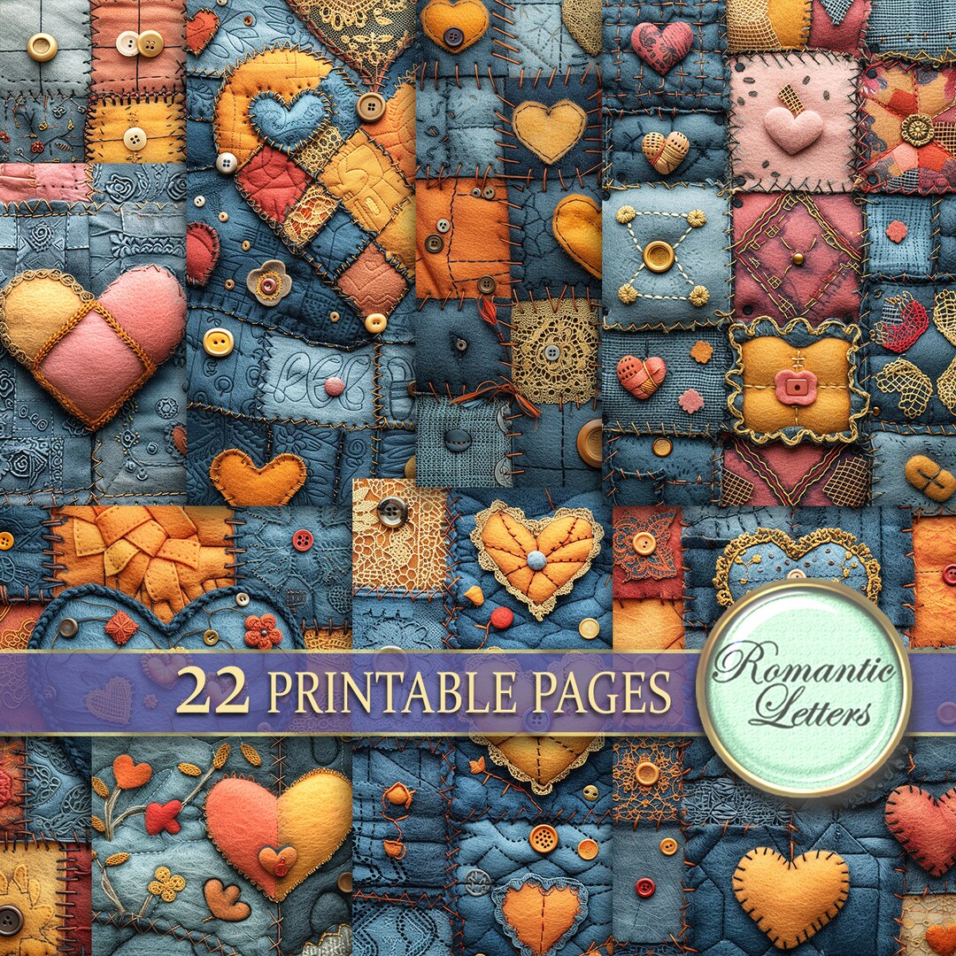 Patchwork Digital Printable Scrapbook Paper Pack Junk Journal Paper ...