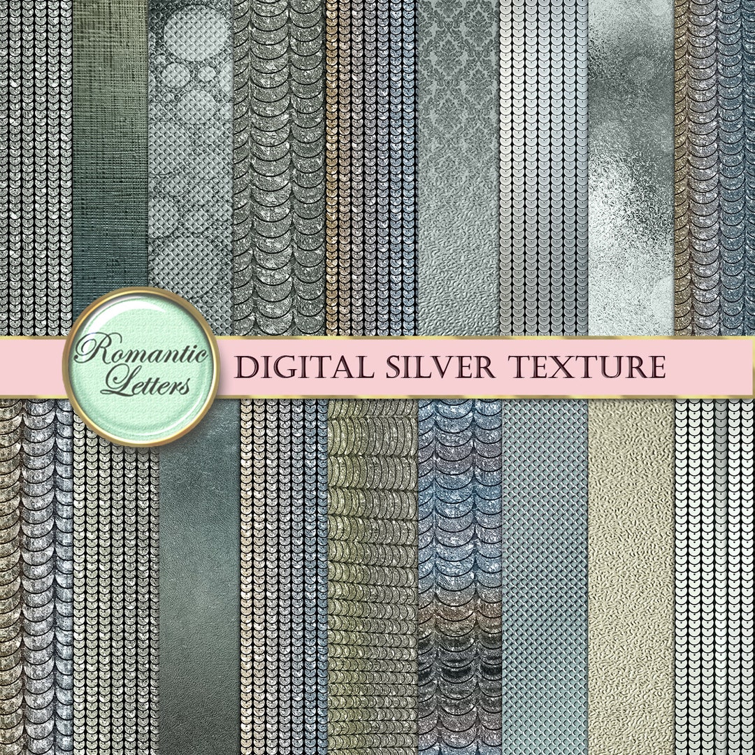 Digital Paper Silver Digital Scrapbook Paper Digital Texture Silver ...