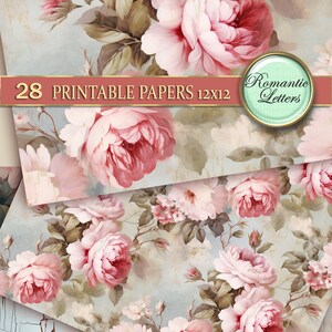 Shabby Chic Digital Scrapbooking Paper Pack Pink Floral Digital ...