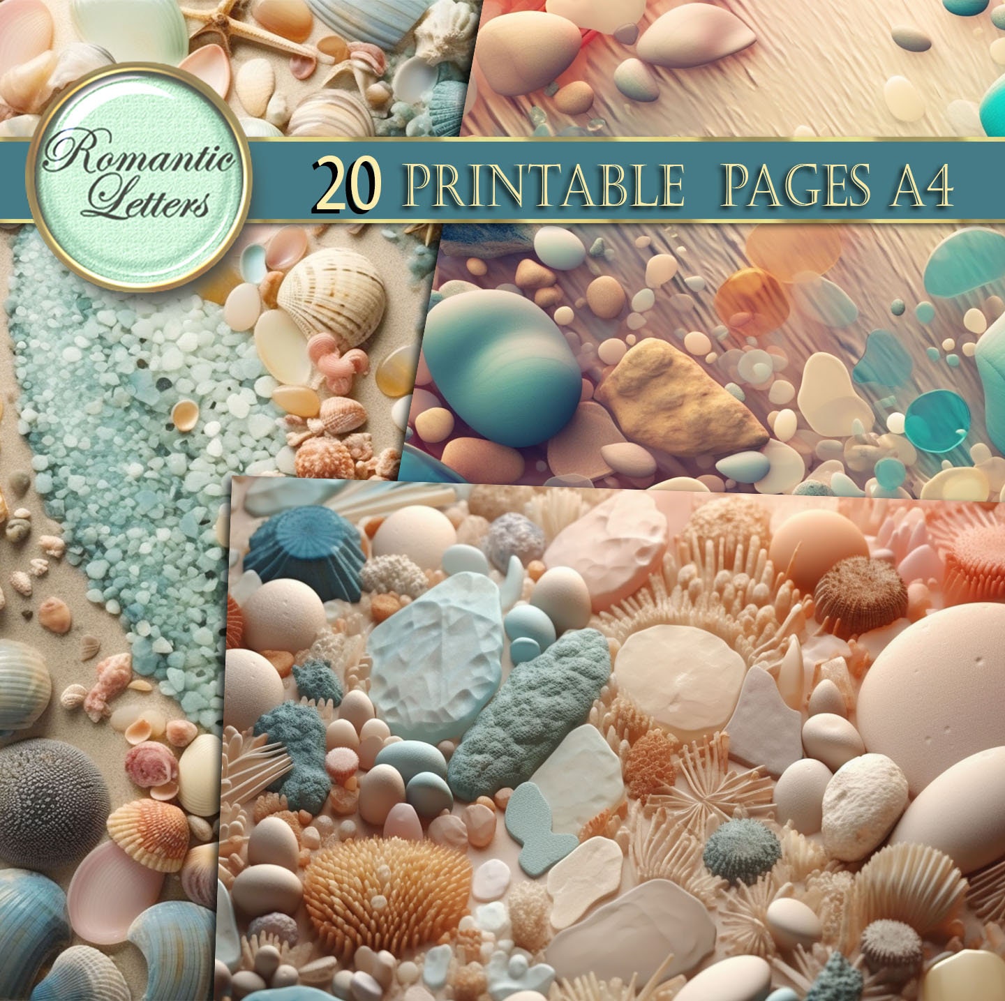 Beach Sea Shells Digital Scrapbook Paper Printable Beach Sand ...