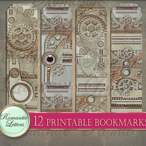 Printable Steampunk Bookmarks Set Printable Scrapbook Gift Tags ...