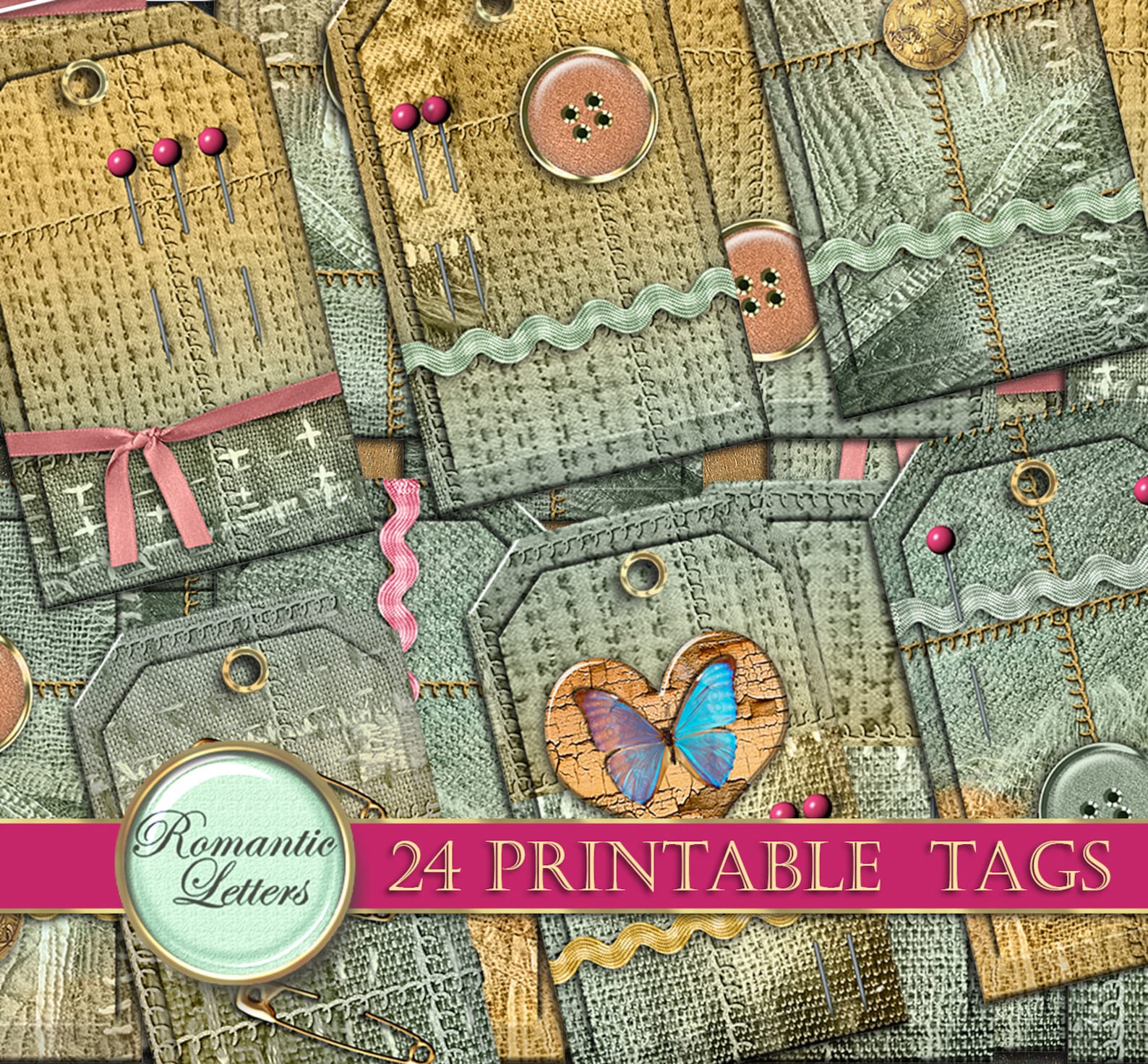 Printable Scrapbook Tags Printable Gift Tags Vintage Printable Bookmark ...