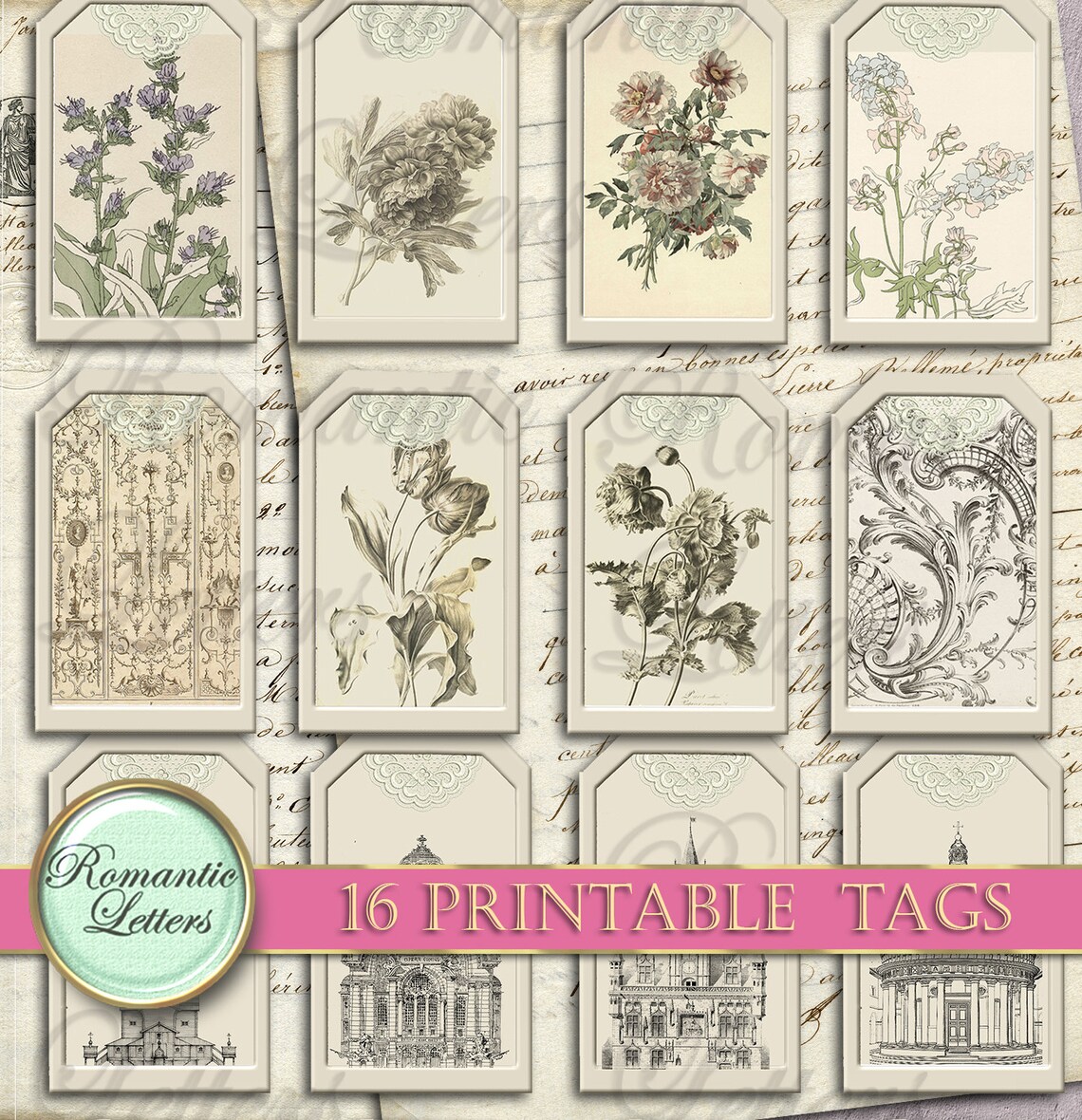 Printable Junk Journal Tags Printable Gift Tags Printable Bookmark Tags ...