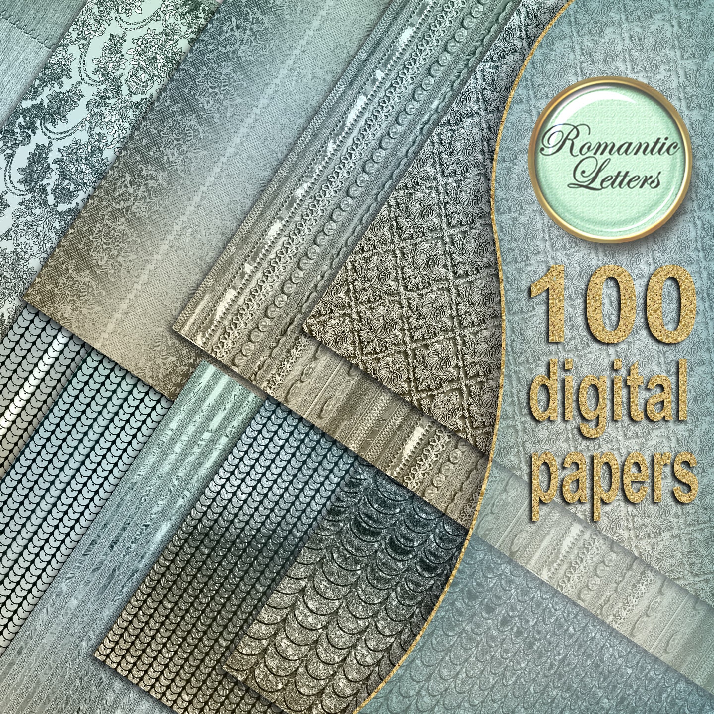100 Digital Papers Printable Texture Digital Scrapbooking Background ...