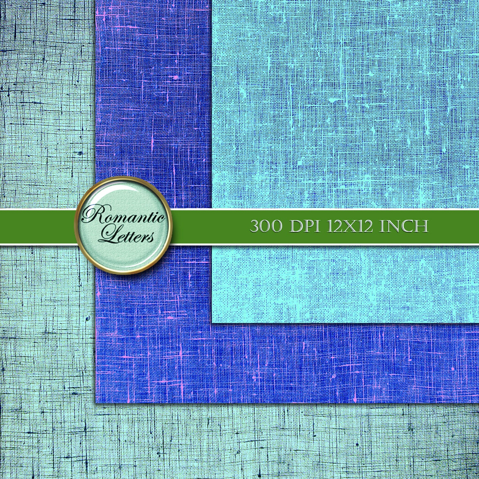 Digital Paper Pack Blue Linen Texture Digital Scrapbooking - Etsy
