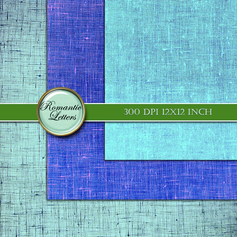 Digital Paper Pack Blue Linen Texture Digital Scrapbooking - Etsy