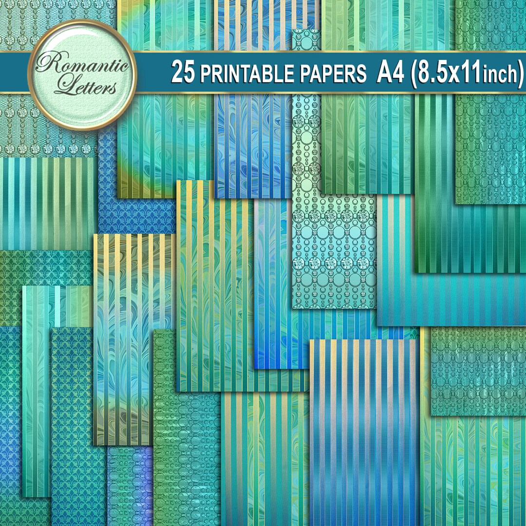 Digital Scrapbook Paper Pack Blue Stripes Printable Craft Paper ...