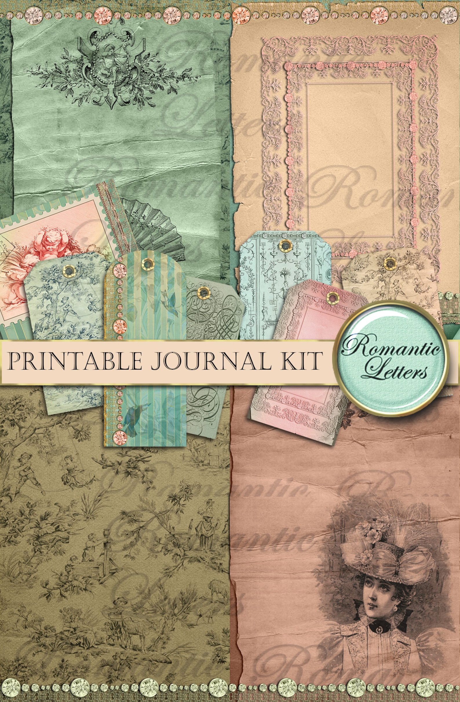 Printable Scrapbook Kit Paper Victorian Printable Journal - Etsy