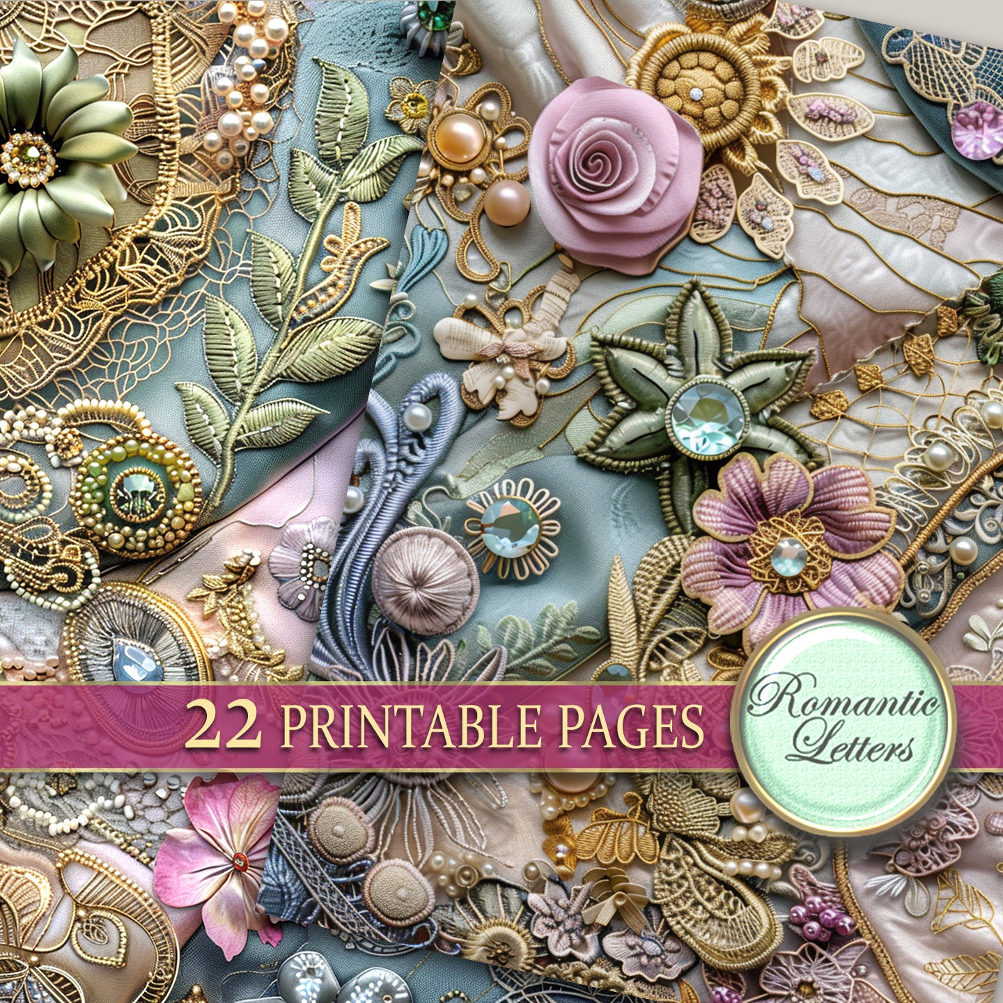 Digital Printable Scrapbook Paper Pack Shabby Chic Junk Journal Pages ...