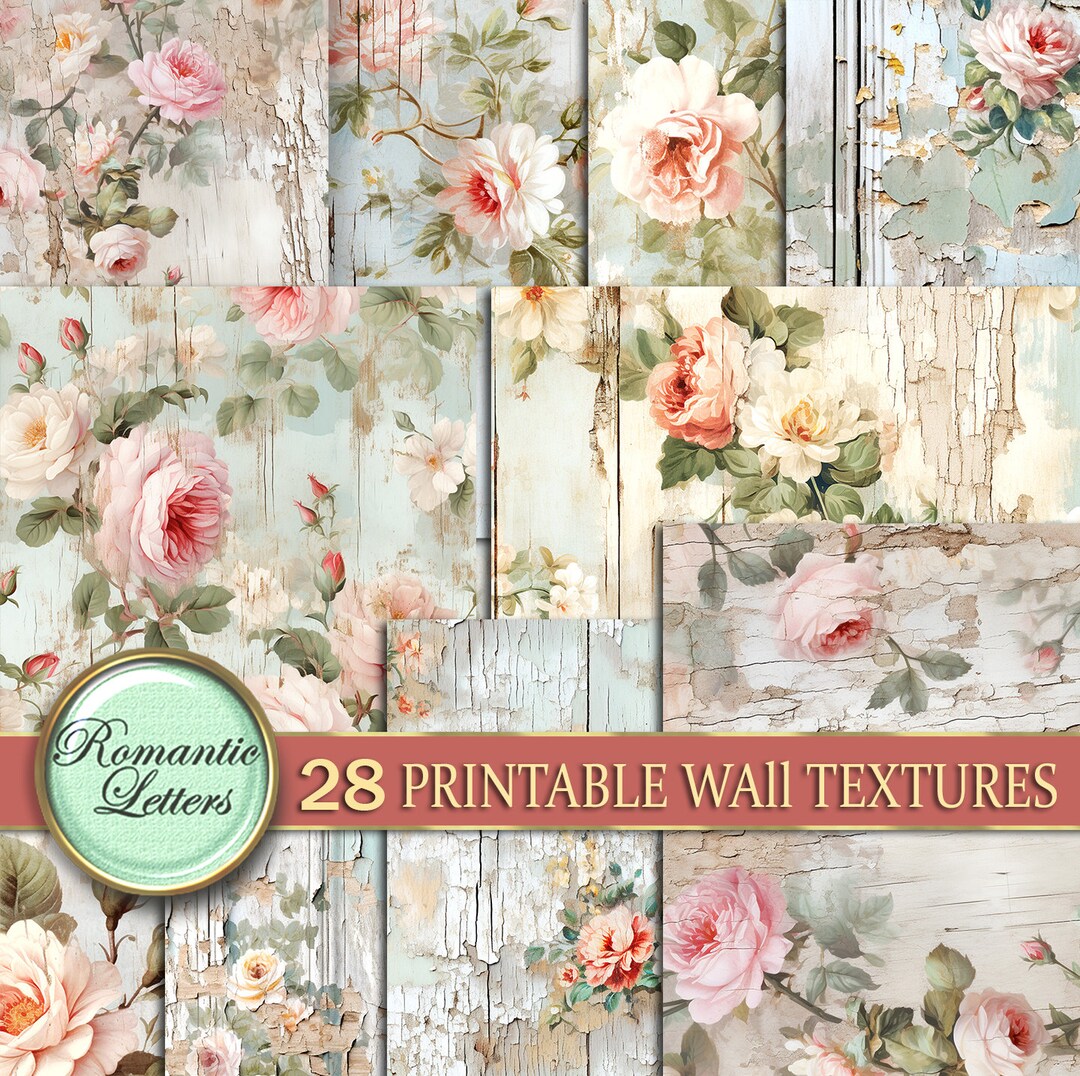 Shabby Chic Digital Scrapbooking Paper Pack Pink Floral Digital ...