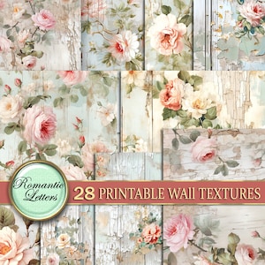 Shabby Chic Digital Scrapbooking Paper Pack Pink Floral Digital ...