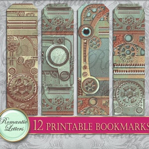 Printable Steampunk Bookmarks Set Digital Printable Gift Tags Printable ...