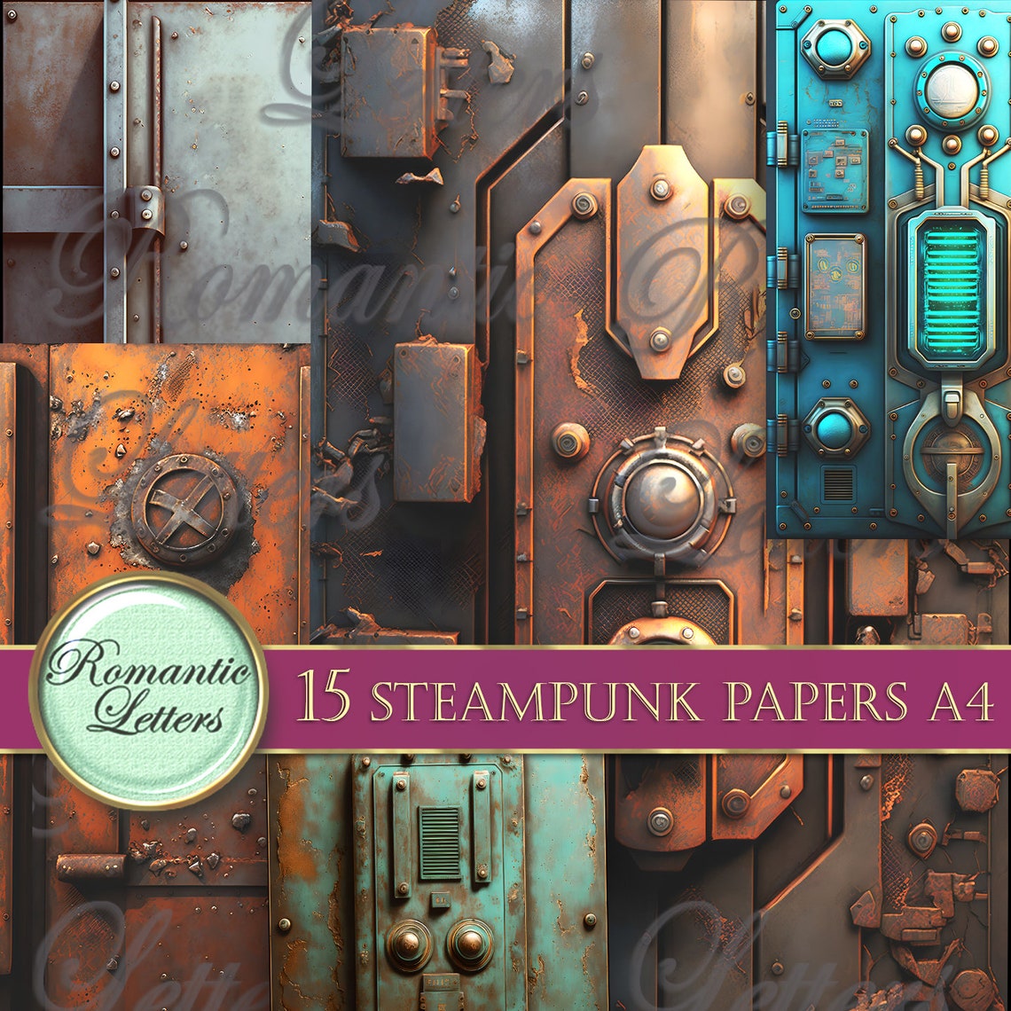 Steampunk Printable Paper Pack Digital Scrapbook Printable Journal ...