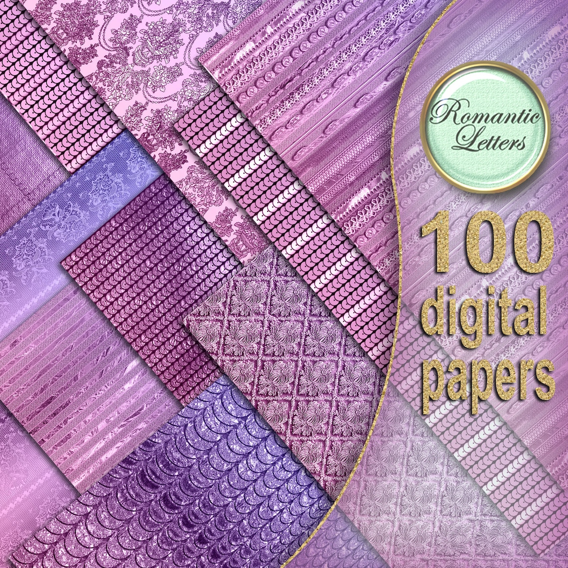 100 Digital Papers Printable Texture Digital Scrapbooking - Etsy