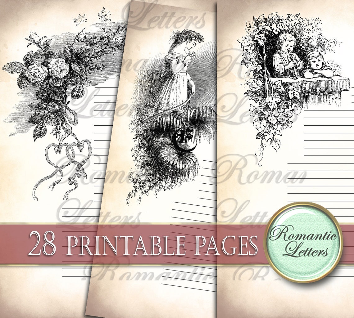 Victorian Printable Scrapbook Background Paper Digital | Etsy