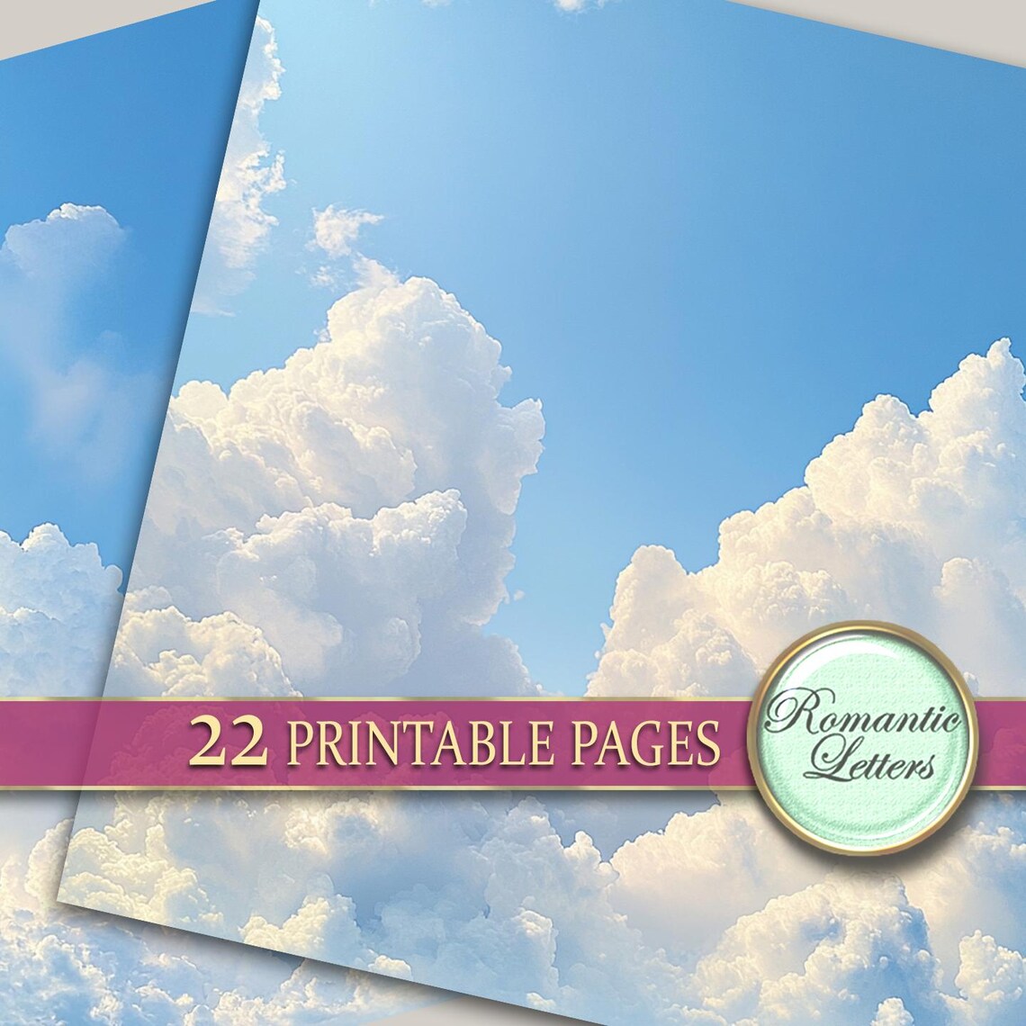 Sky Clouds Digital Paper Scrapbook Background Newborn Digital Photo ...