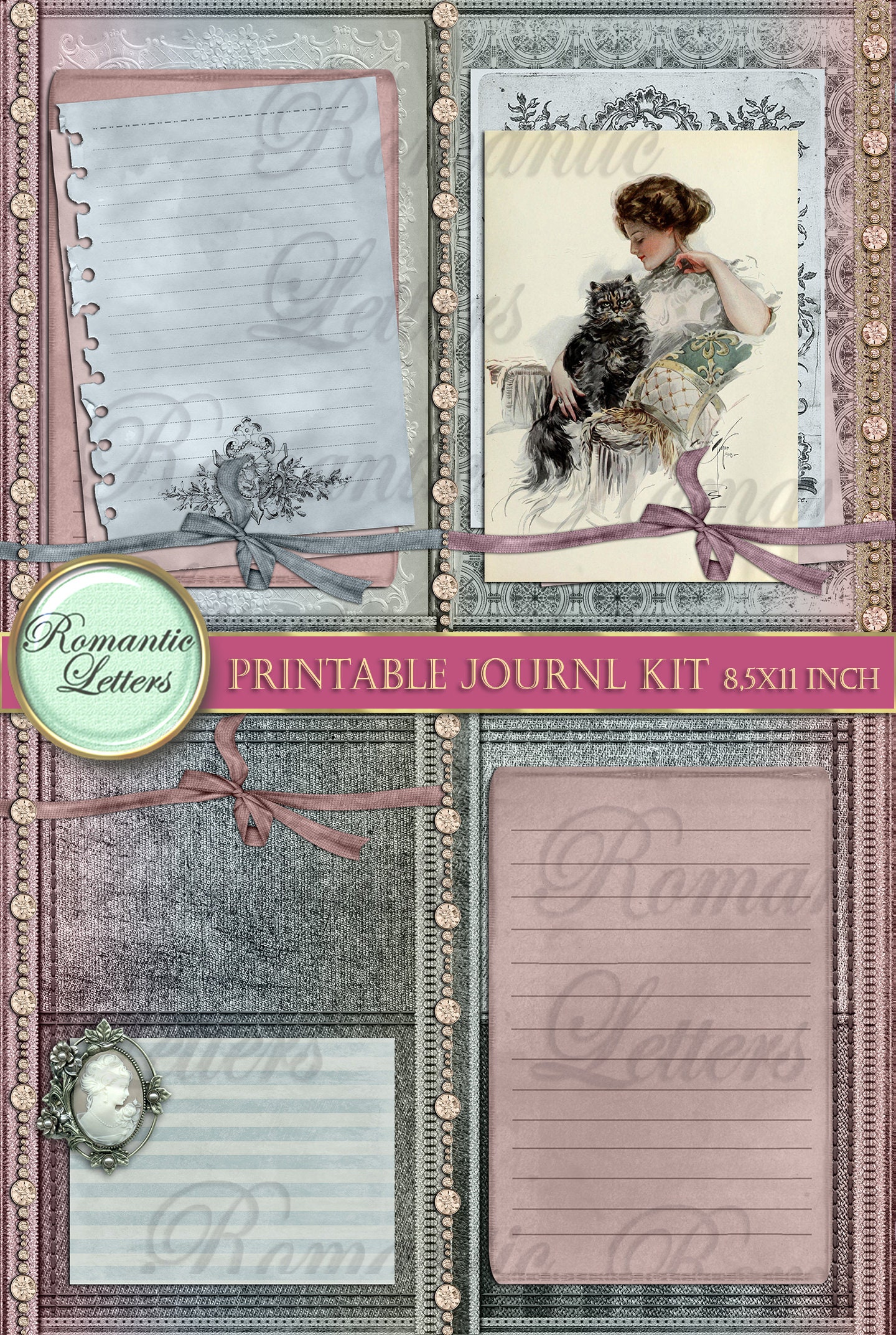 Printable Junk journal kit Victorian digital scrapbooking | Etsy