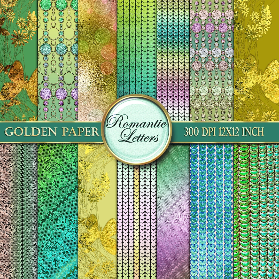 Fairy Forest Digital Scrapbook Paper Pack Digital Gold Glitter Paper ...