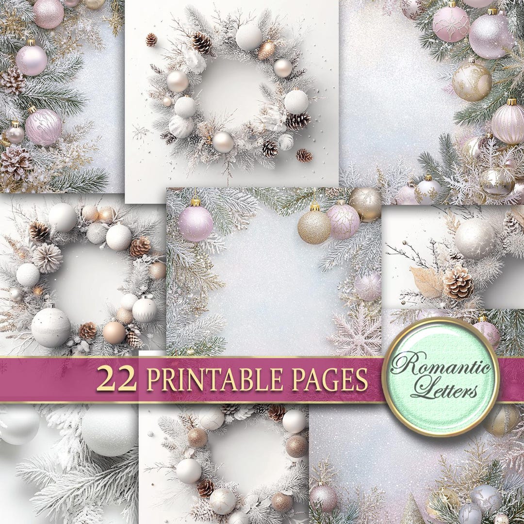 White Christmas Digital Paper Pack Printable Scrapbook Paper Christmas ...