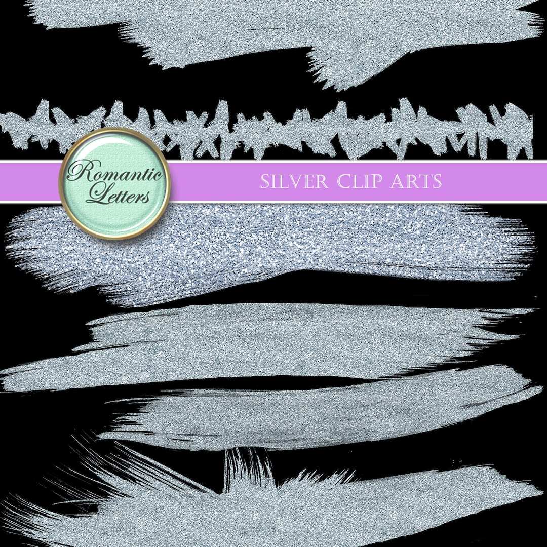 Silver Paint Strokes Digital Overlay Photoshop Clip Art Silver Glitter ...