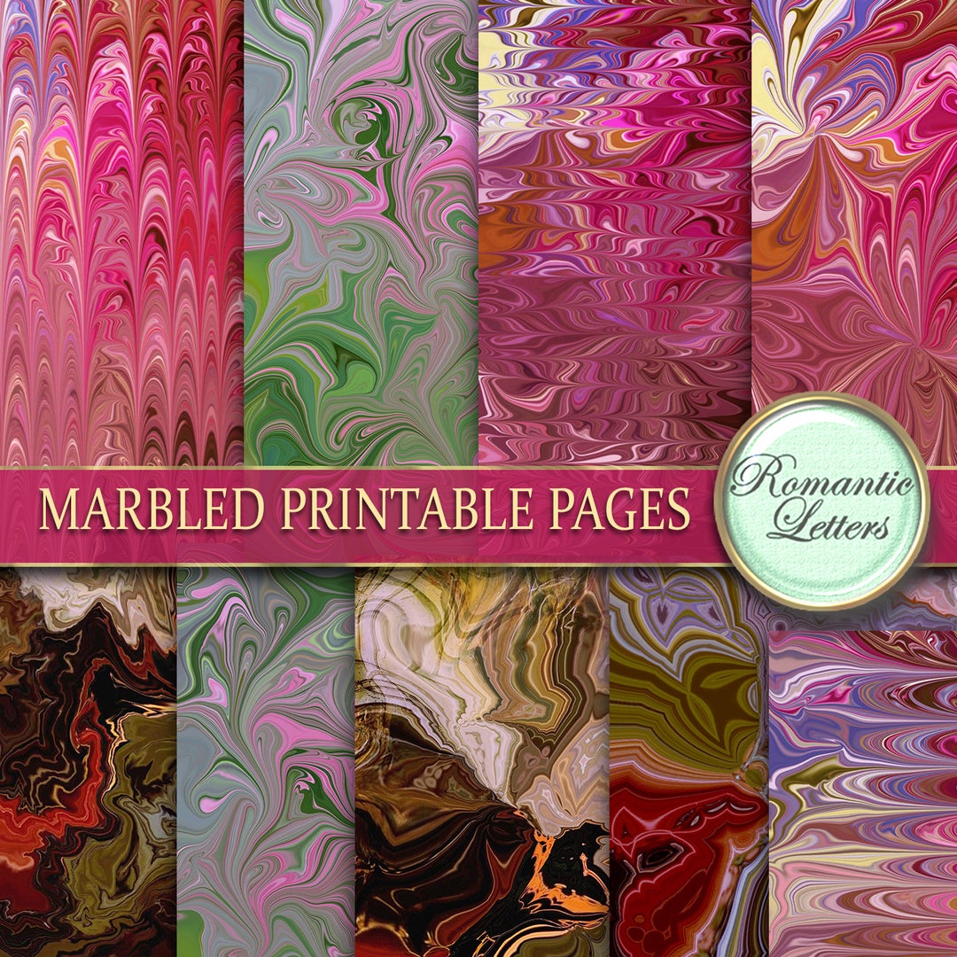 Marbled Digital Printable Scrapbook Paper Pack Digital Printable Paper ...