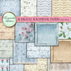 Digital Scrapbook Paper Pack Floral Digital Paper Shabby Chic Paper ...