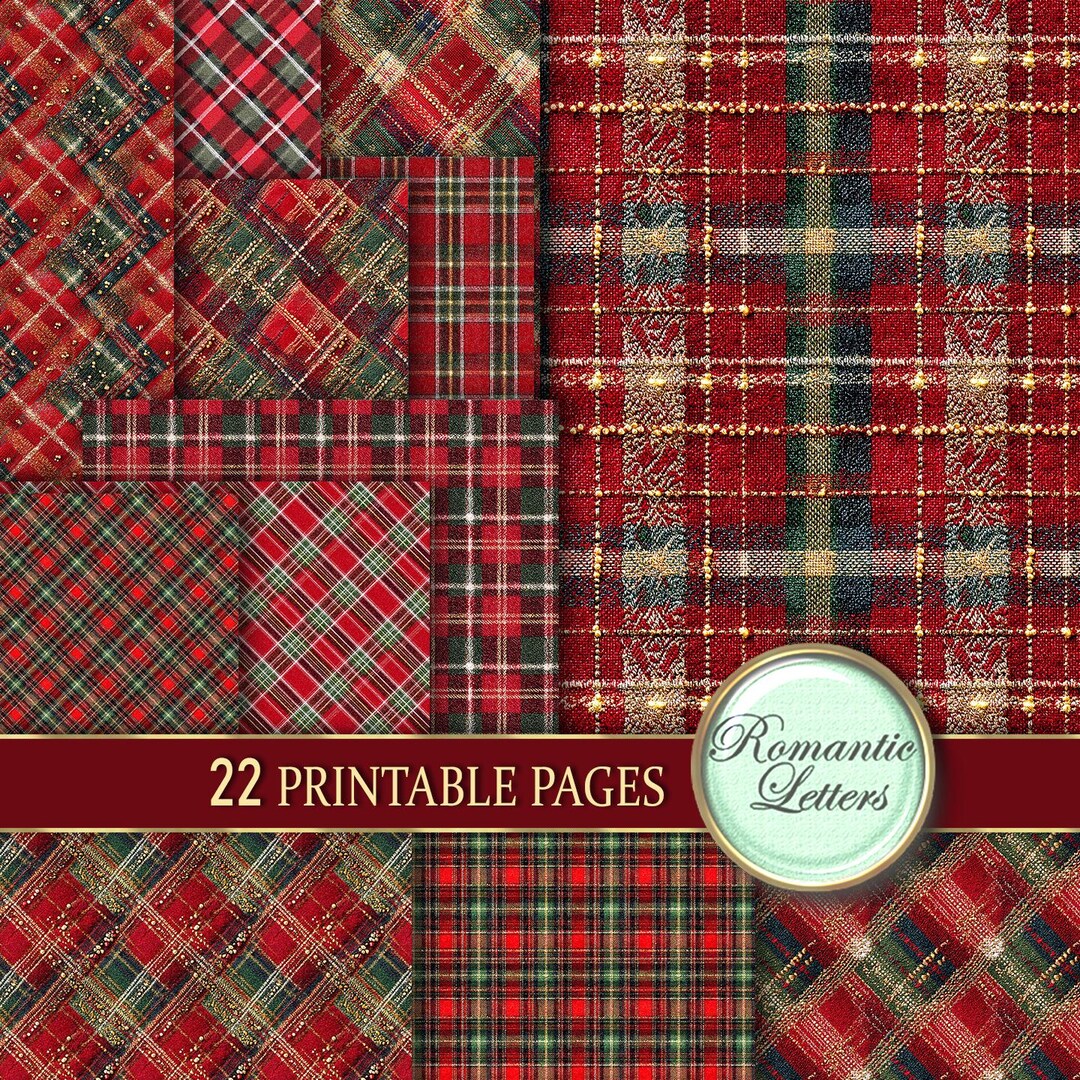 Christmas Plaid Digital Paper Pack, Red and Green Tartan (A4) - Etsy ...