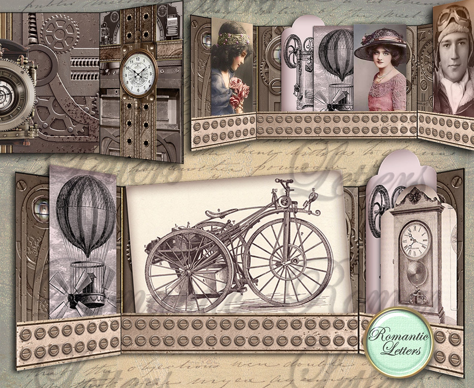 Steampunk Printable Loaded Envelope Journal Pockets Cards | Etsy