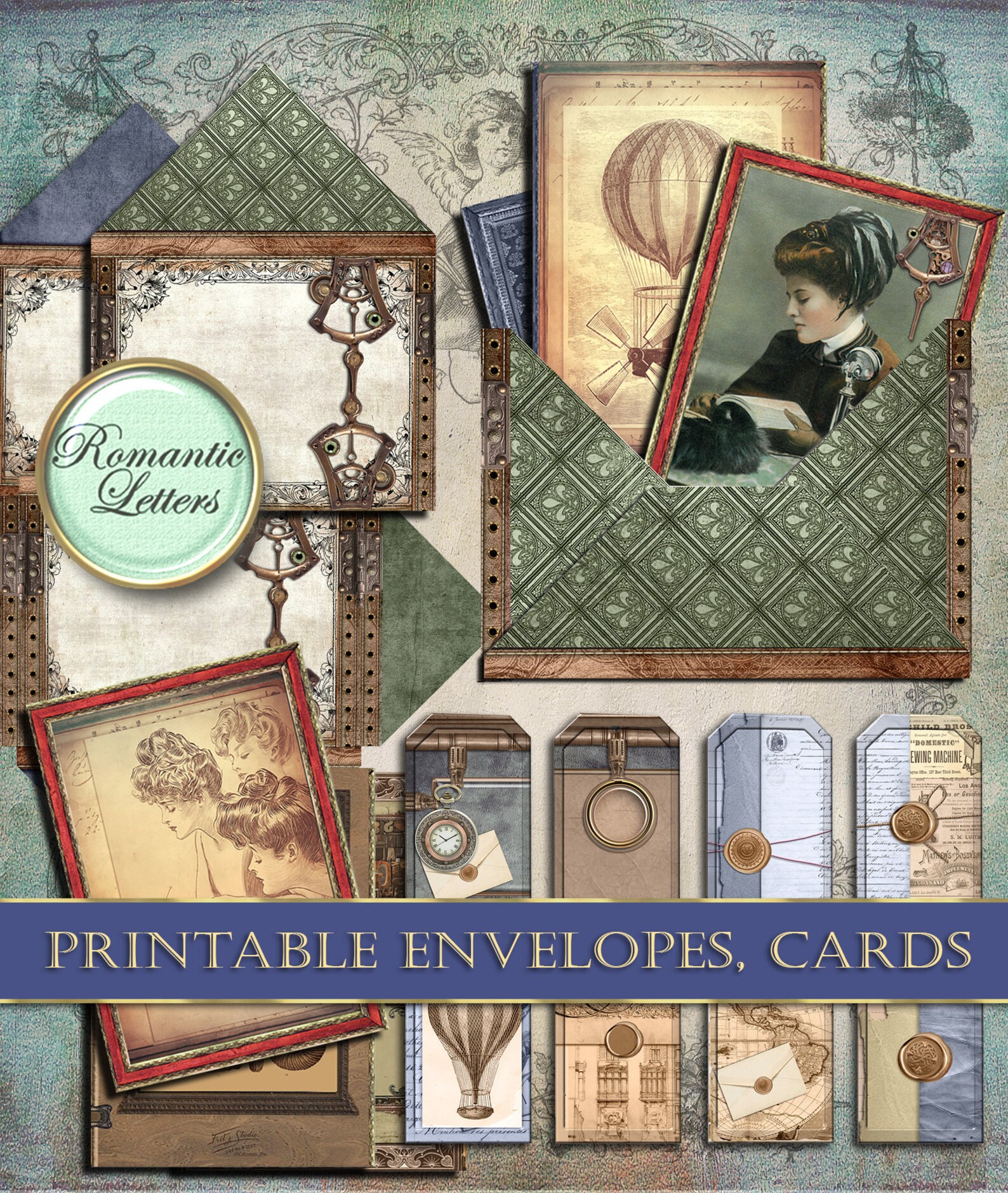 Printable Envelopes Cards Printable Victorian Cards Download - Etsy