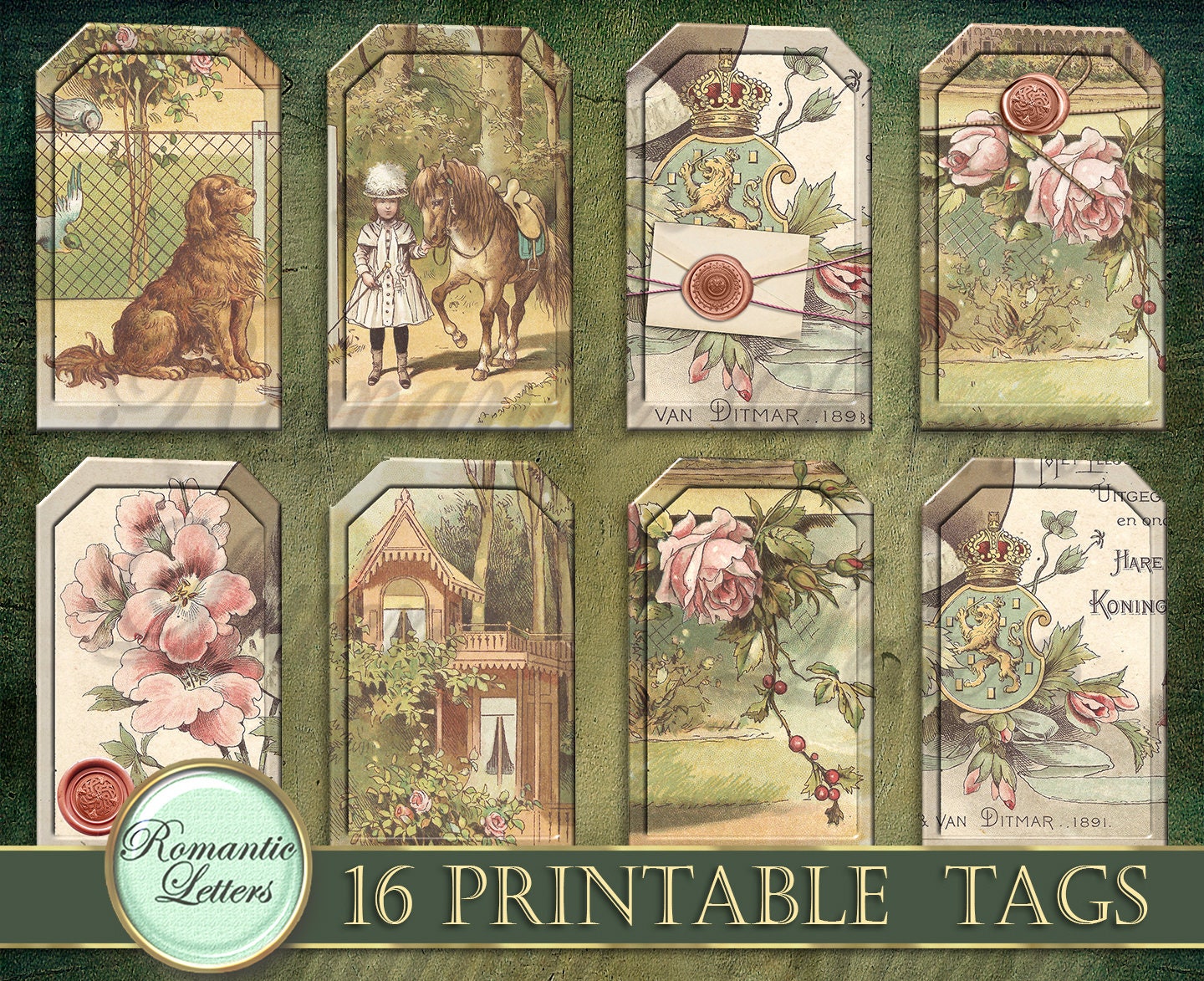 Printable Journal Tags Old Bookmarks Victorian Paper Antique Book ...