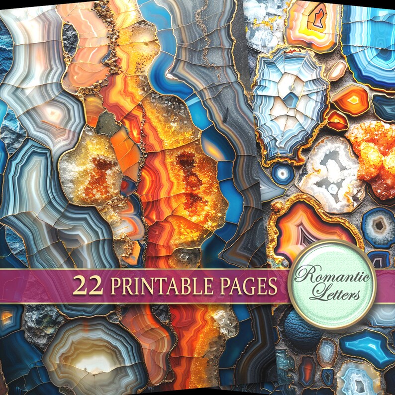 Gemstone Digital Printable Scrapbook Paper Pack Craft Paper Decoupage ...